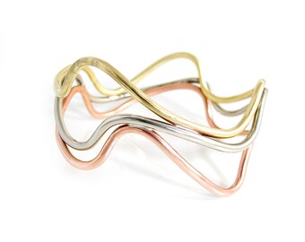 Mixed Metal Bangle | Etsy