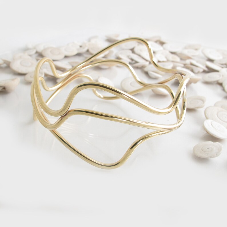 Mixed Metal Wire Wave Bangle Wavy Bangle Tri Metal Bangle | Etsy