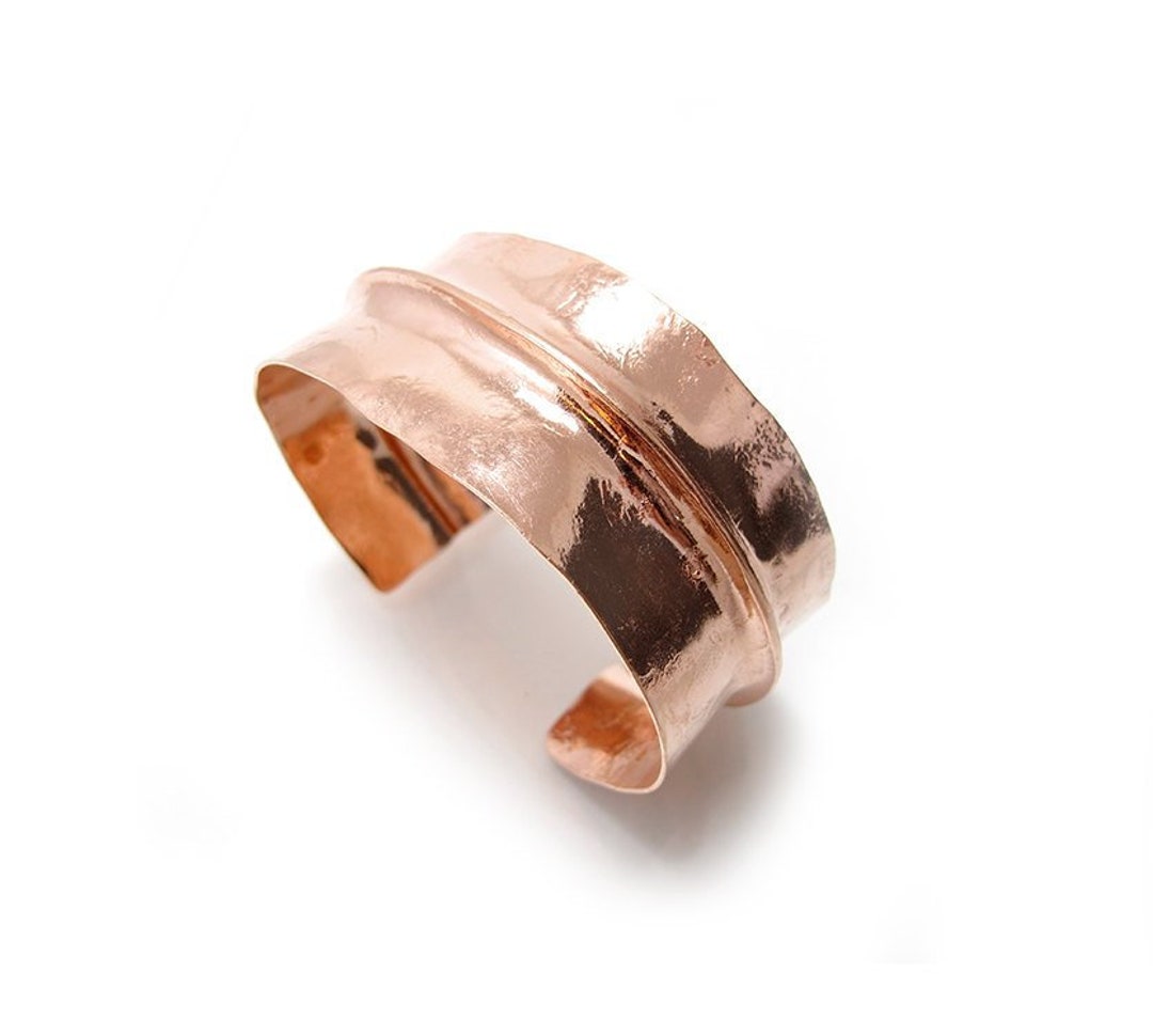 Wide Copper Cuff Large Copper Rectangle Bracelet Creased - Etsy