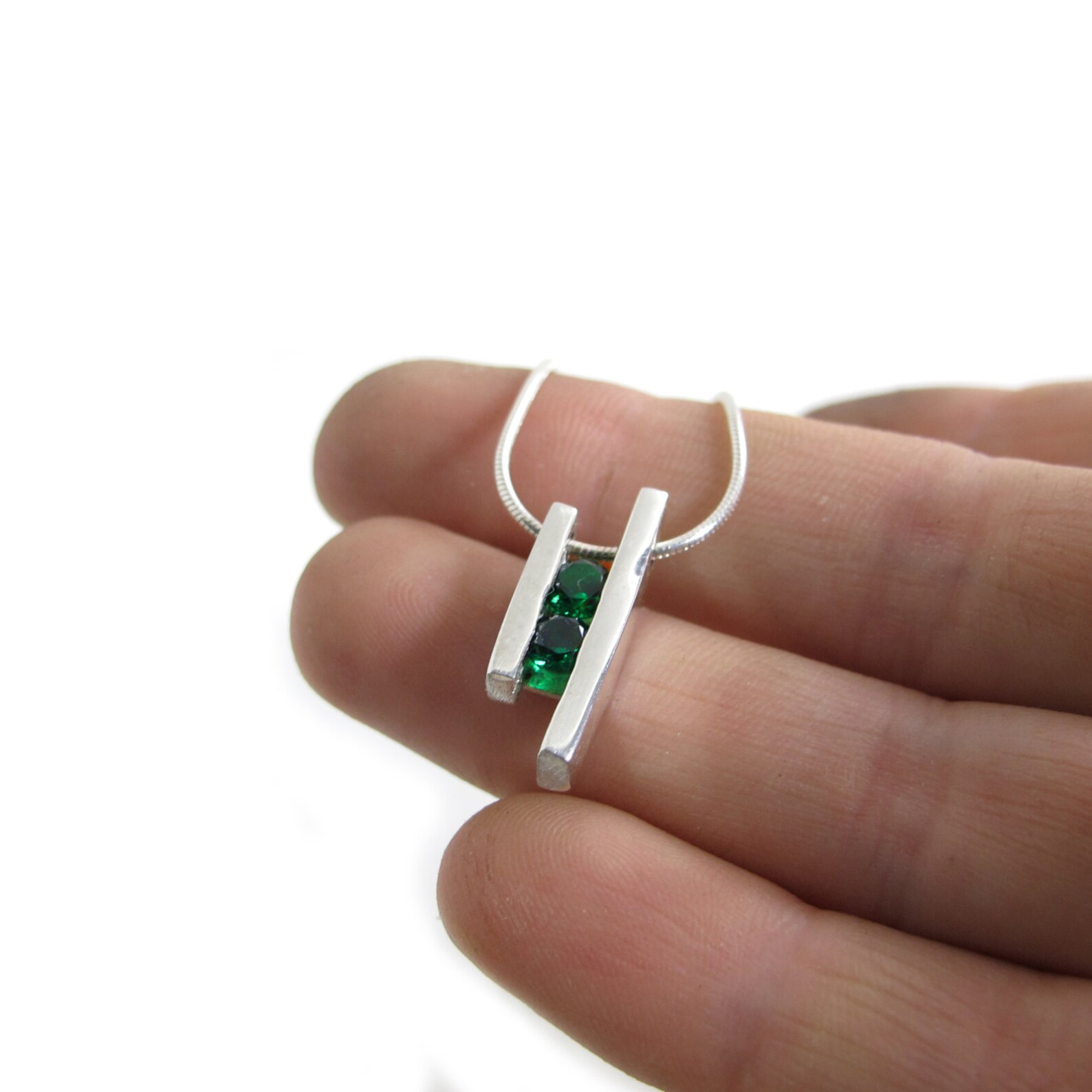 Custom Birthstone Necklace Pendant Two Gemstones Necklace | Etsy