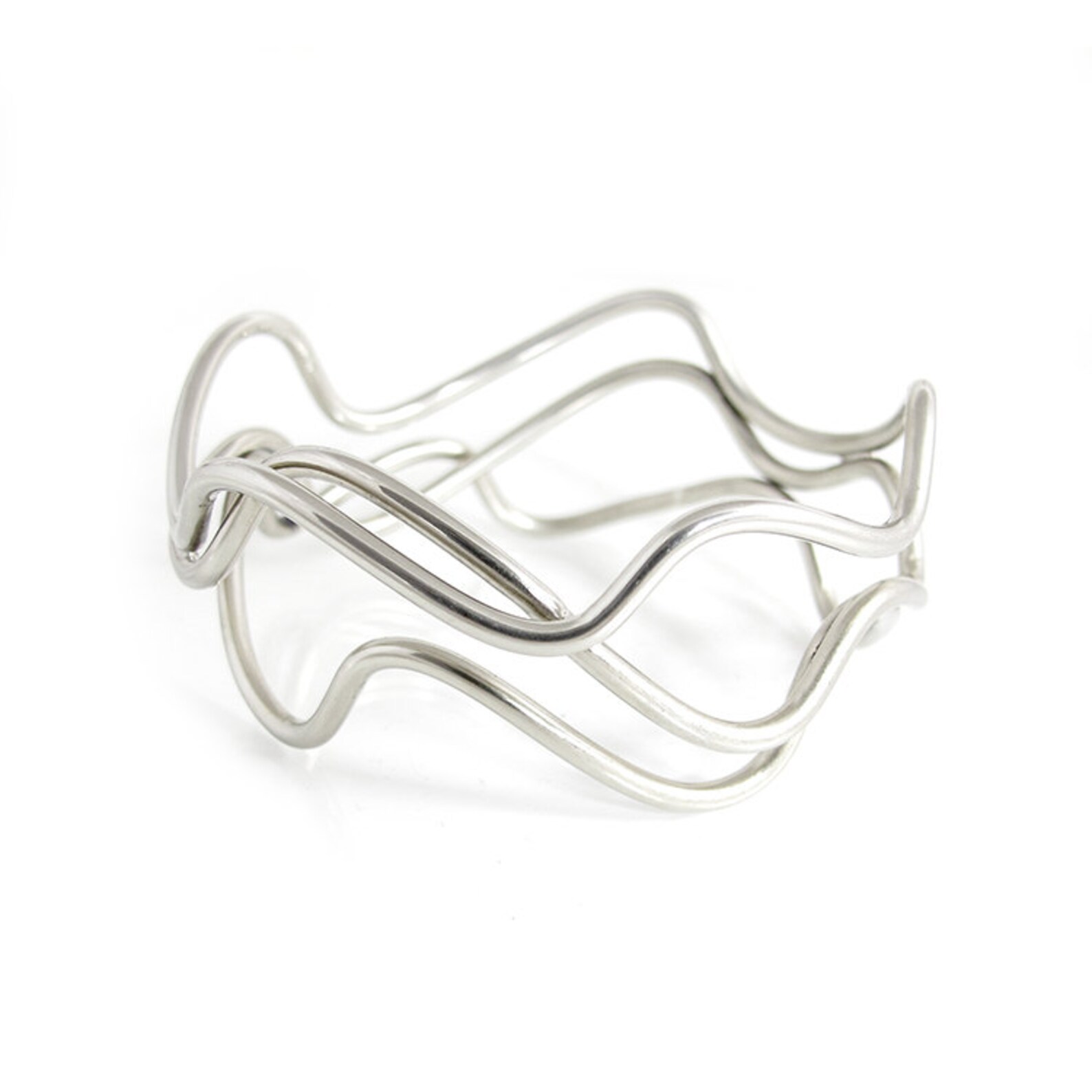 Mixed Metal Wire Wave Bangle Wavy Bangle Tri Metal Bangle | Etsy