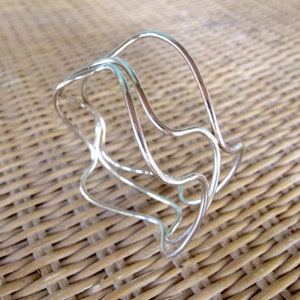 Mixed Metal Wire Wave Bangle Wavy Bangle Tri Metal Bangle - Etsy