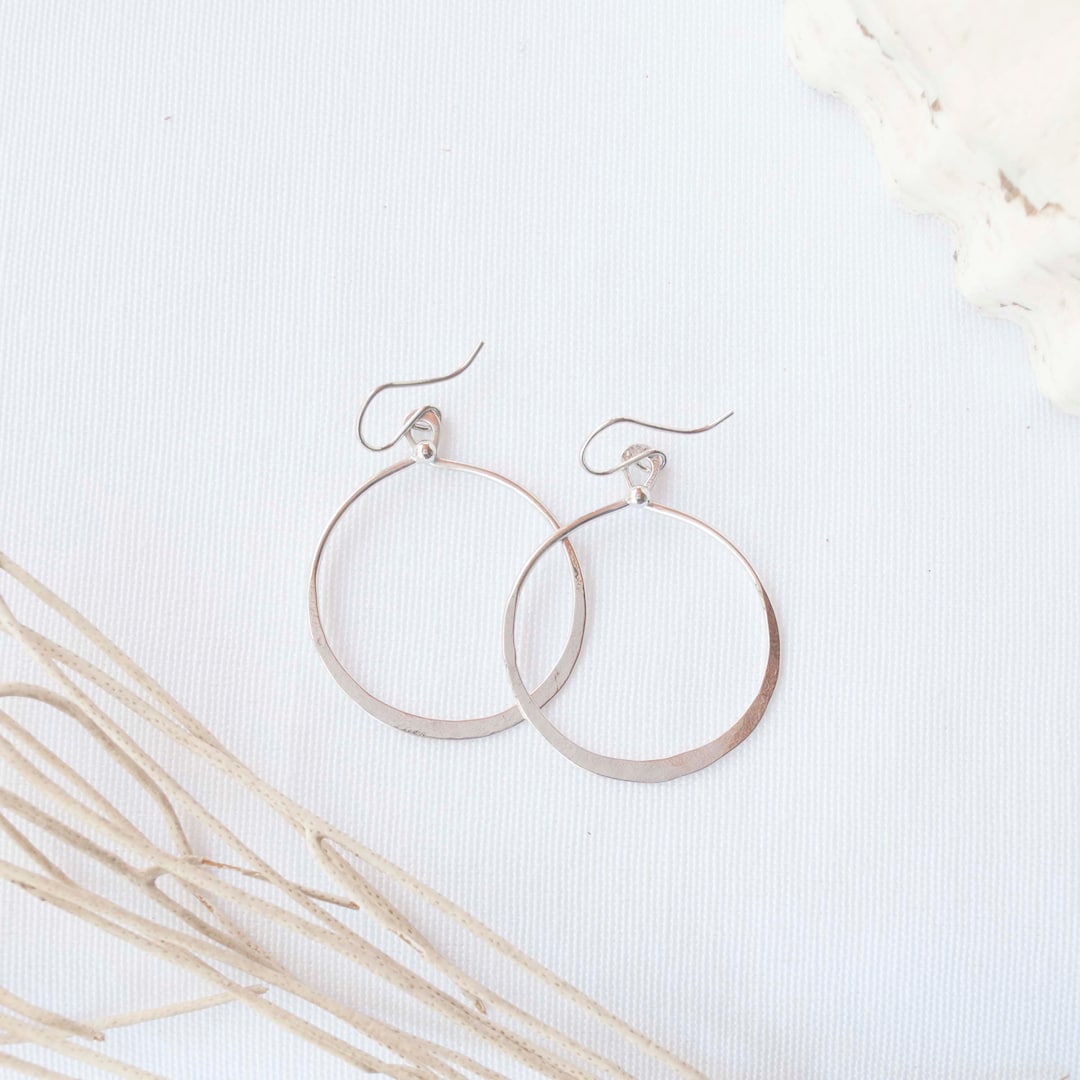 Solid Sterling Silver Round Hoop Earrings, Silver Circle Earrings, 925 ...