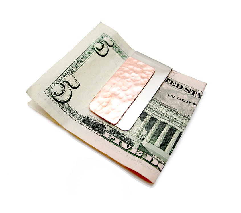 Hammered Silver Money Clip - Unisex Card Holder - Simple Money Clip ...