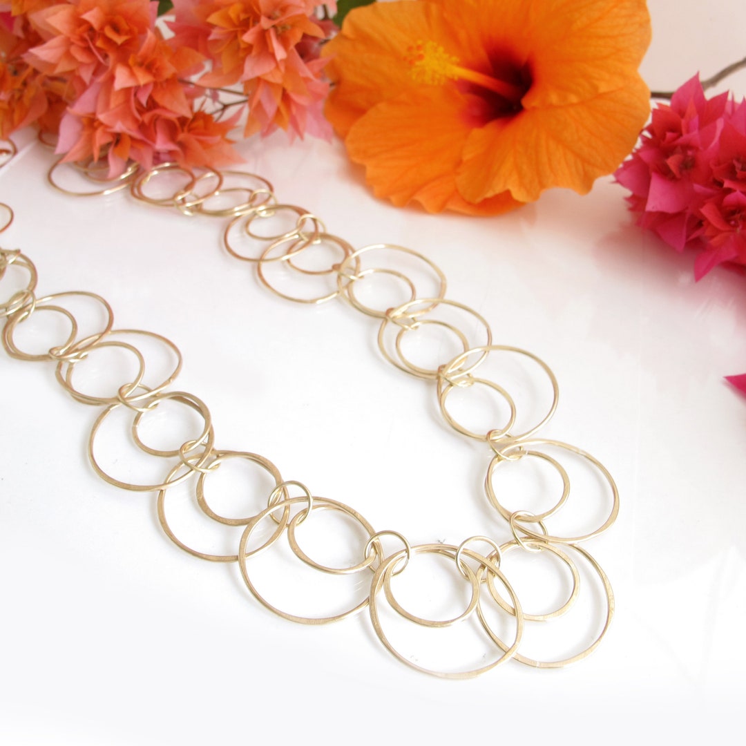 Gold Loop Necklace Brass Chain Necklace Long Gold Chain - Etsy