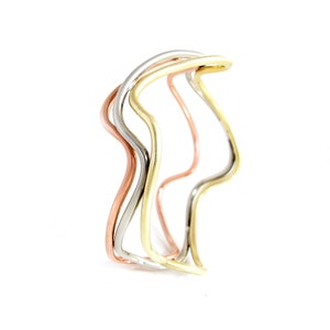 Mixed Metal Wire Wave Bangle Wavy Bangle Tri Metal Bangle - Etsy