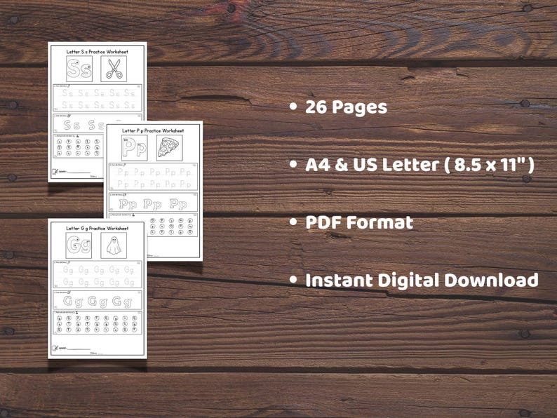 Alphabet Tracing Worksheets A-Z | Preschool Kindergarten Printable PDF ...