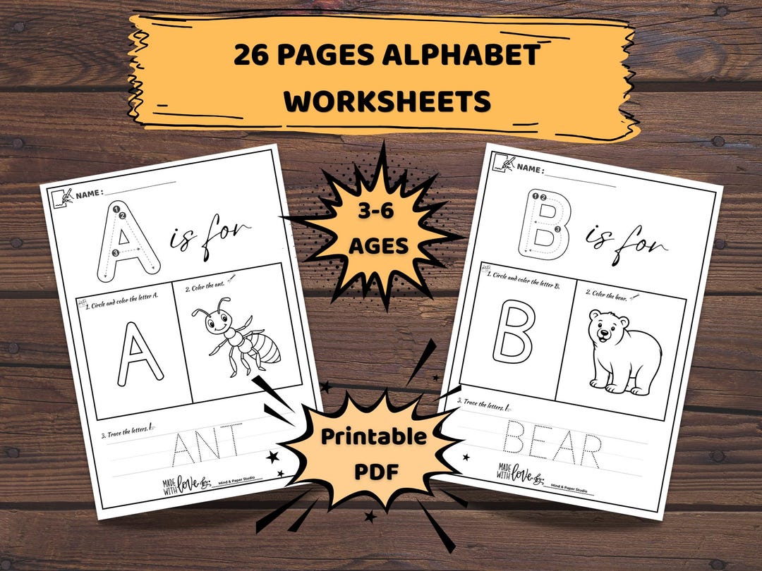 Alphabet Learning Worksheets A-Z | Trace, Color & Beginning Sounds ...