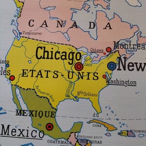 Vintage Geography Double Sided Poster French School Map USA America - Etsy