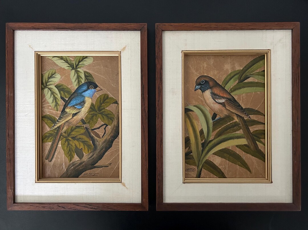 Two Vintage Bird Paintings Artist Lert - Etsy