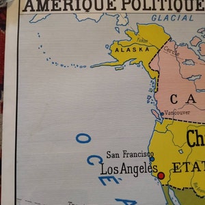 Vintage Geography Double Sided Poster French School Map USA America - Etsy