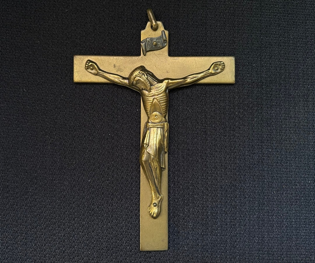 Vintage Art Deco Bronze Cross Pendant - Etsy