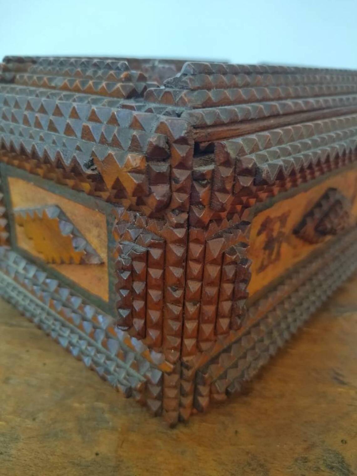 Antique 19th Century Tramp Art Box - Etsy