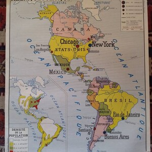 Vintage Geography Double Sided Poster French School Map USA America - Etsy