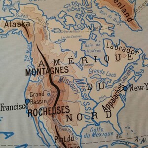 Vintage Geography Double Sided Poster French School Map USA America - Etsy