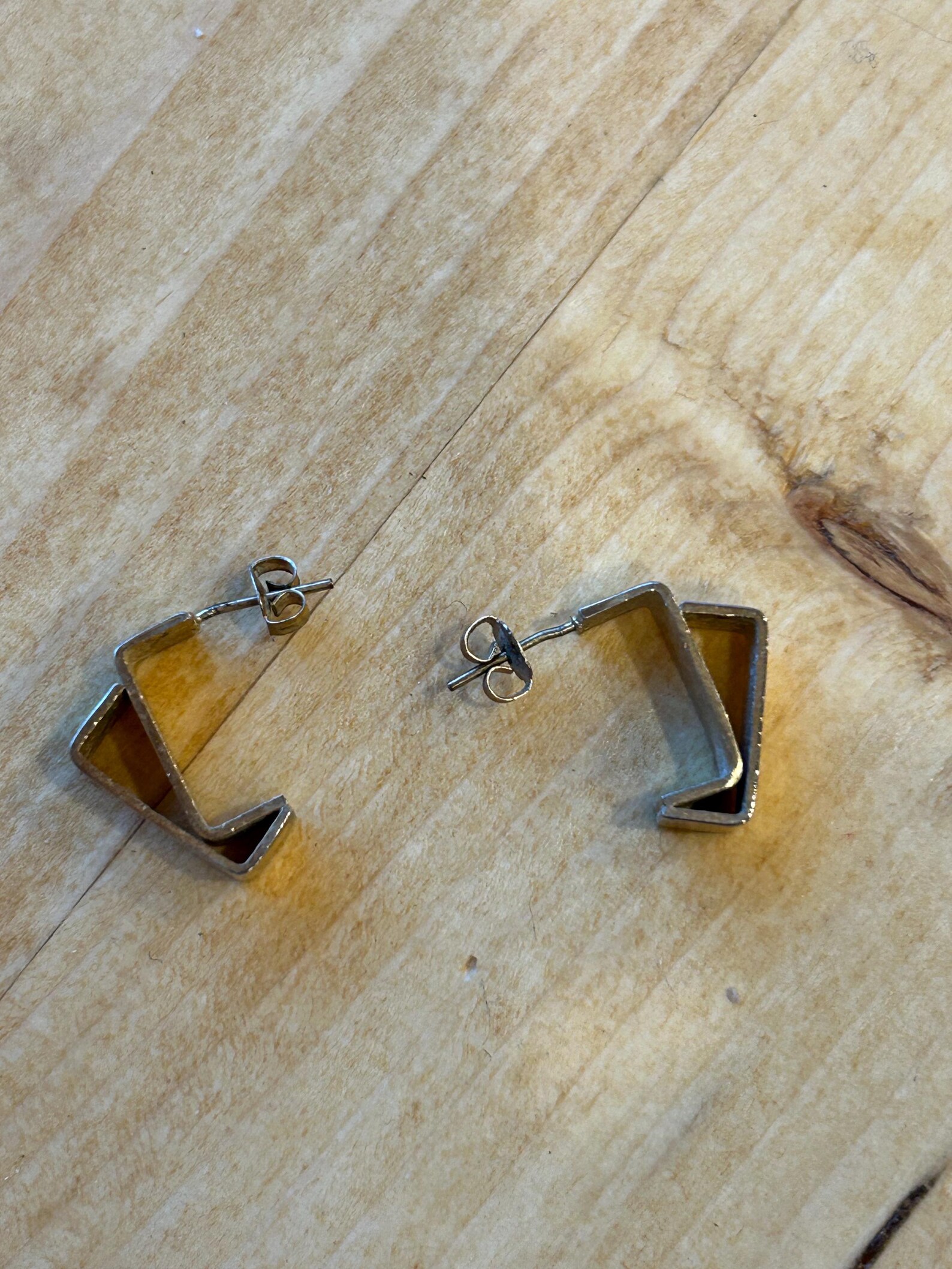 Hoop Earrings, Angular, Gold Tone - Etsy