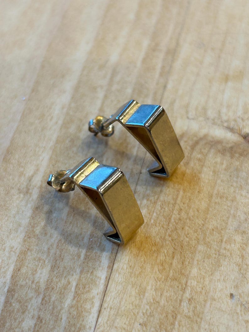 Hoop Earrings, Angular, Gold Tone - Etsy