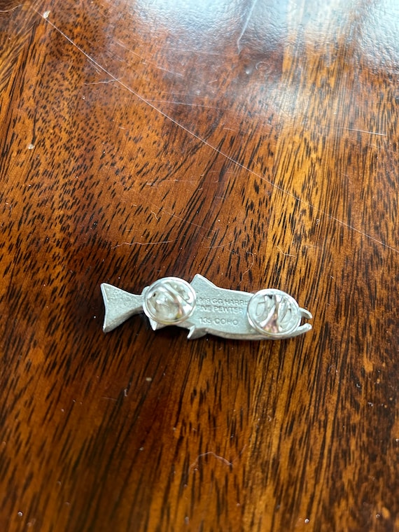Fish Pin badge brooch coho salmon pewter - Gem