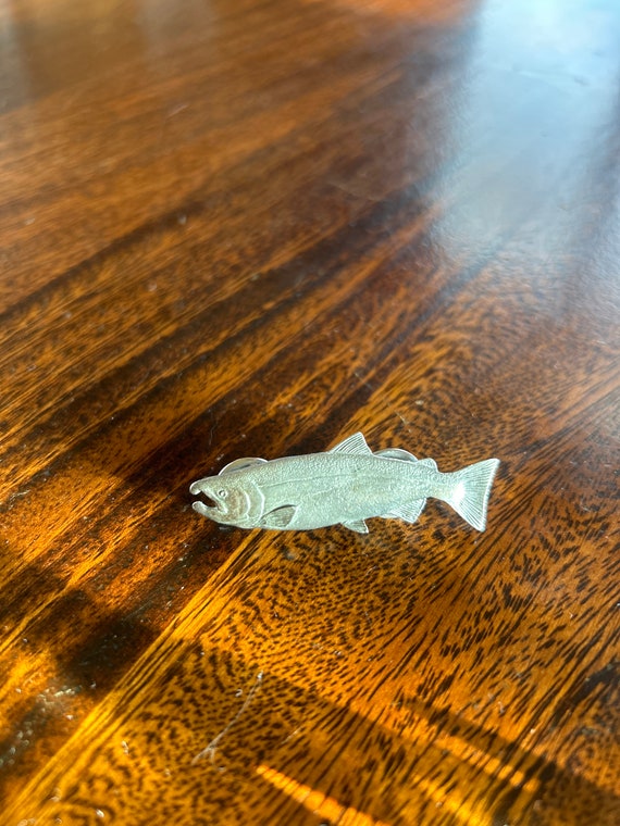 Fish Pin badge brooch coho salmon pewter - Gem