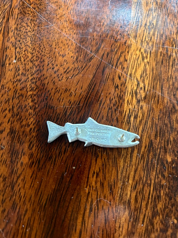 Fish Pin badge brooch coho salmon pewter - Gem