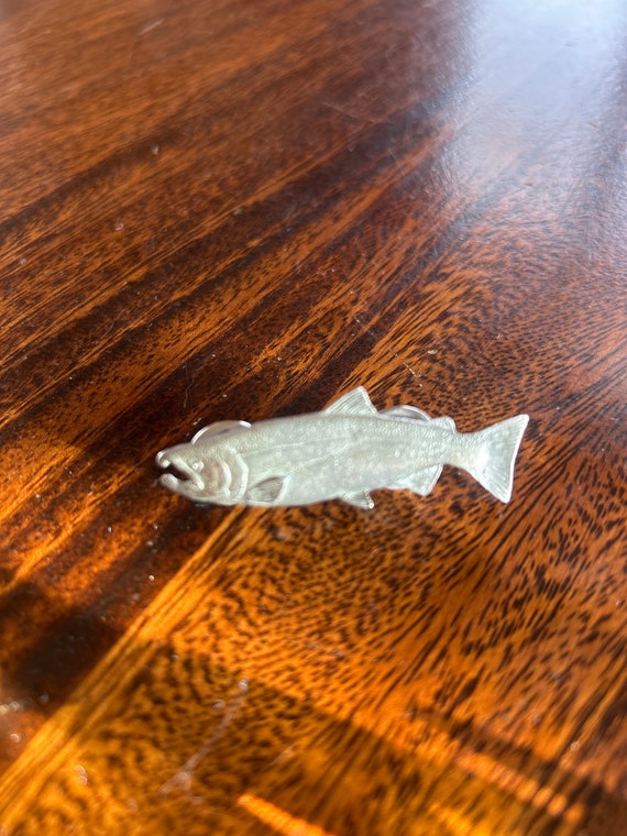 Fish Pin badge brooch coho salmon pewter - Gem