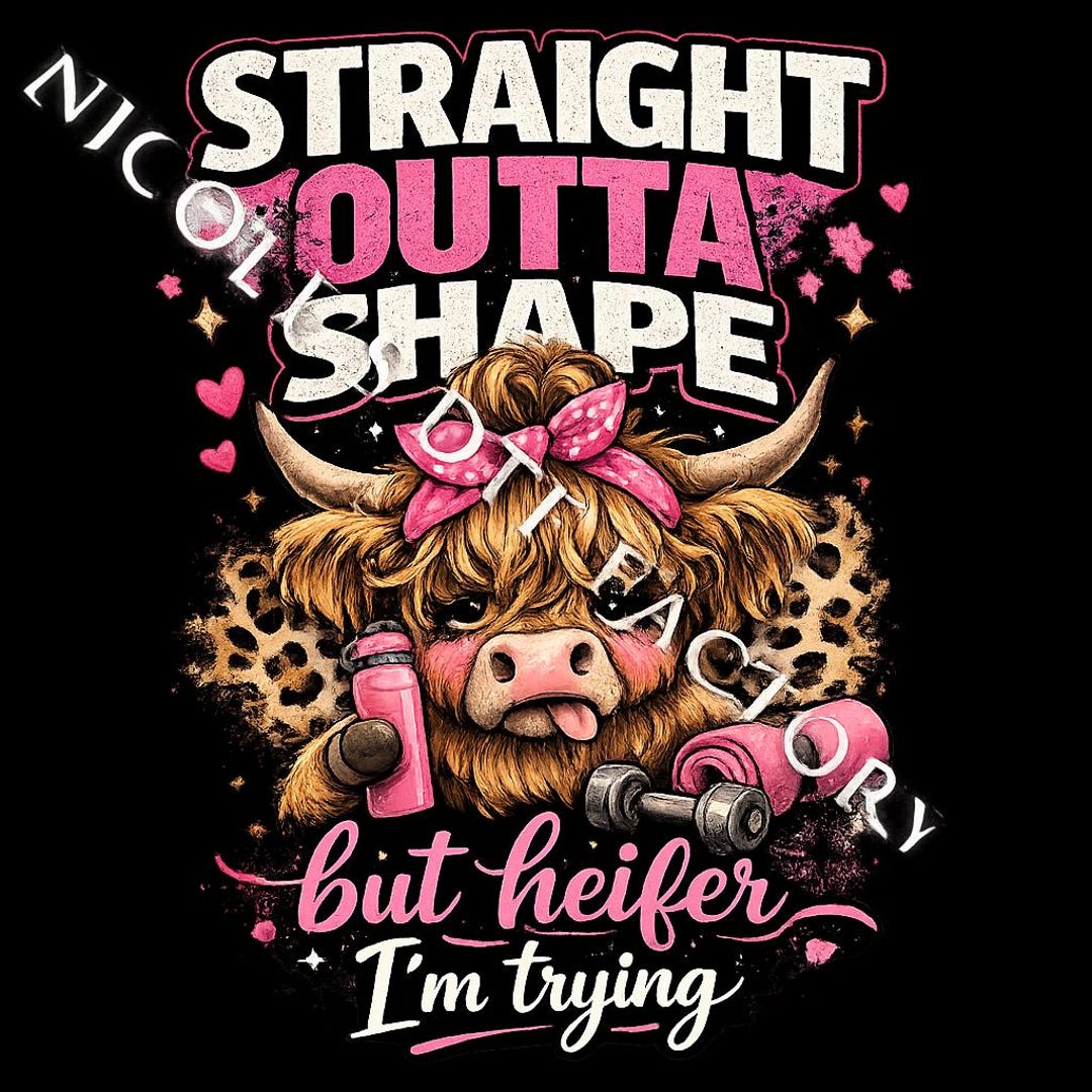 Straight Outta Shape Highland Cow PNG - Etsy