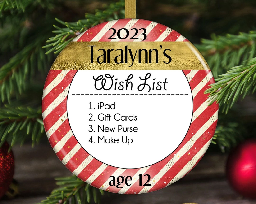 Christmas Wish List Ornament 2023, Letter to Santa, Dear Santa ...