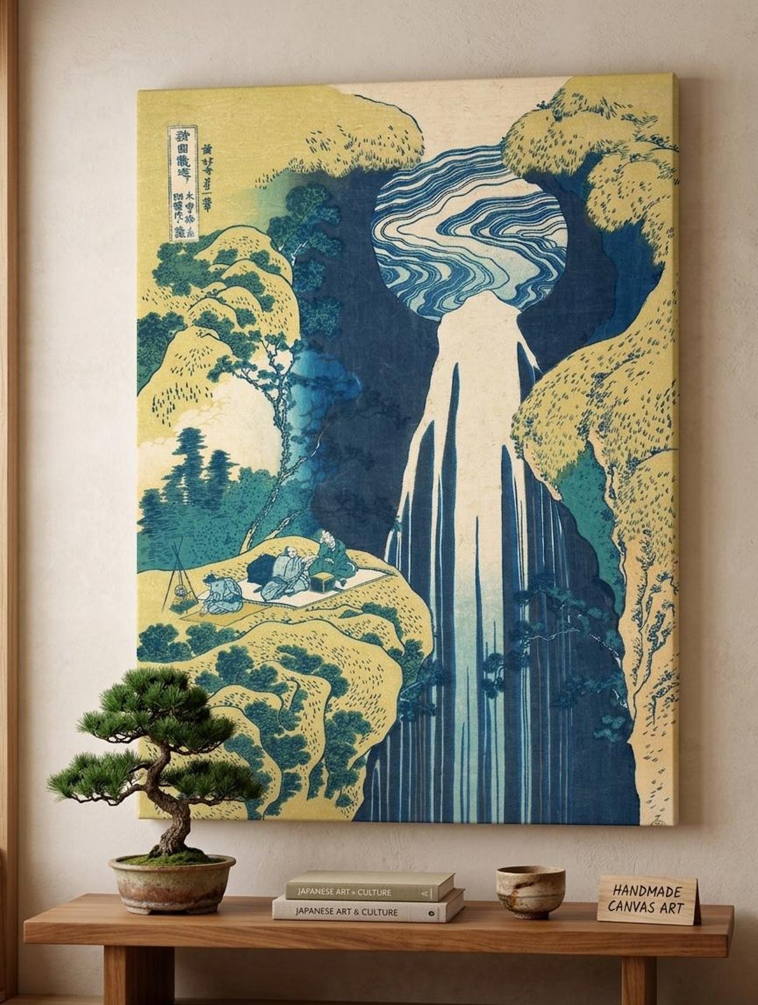 Arte em tela Cachoeira Amida de Hokusai - Gravura japonesa em madeira ...