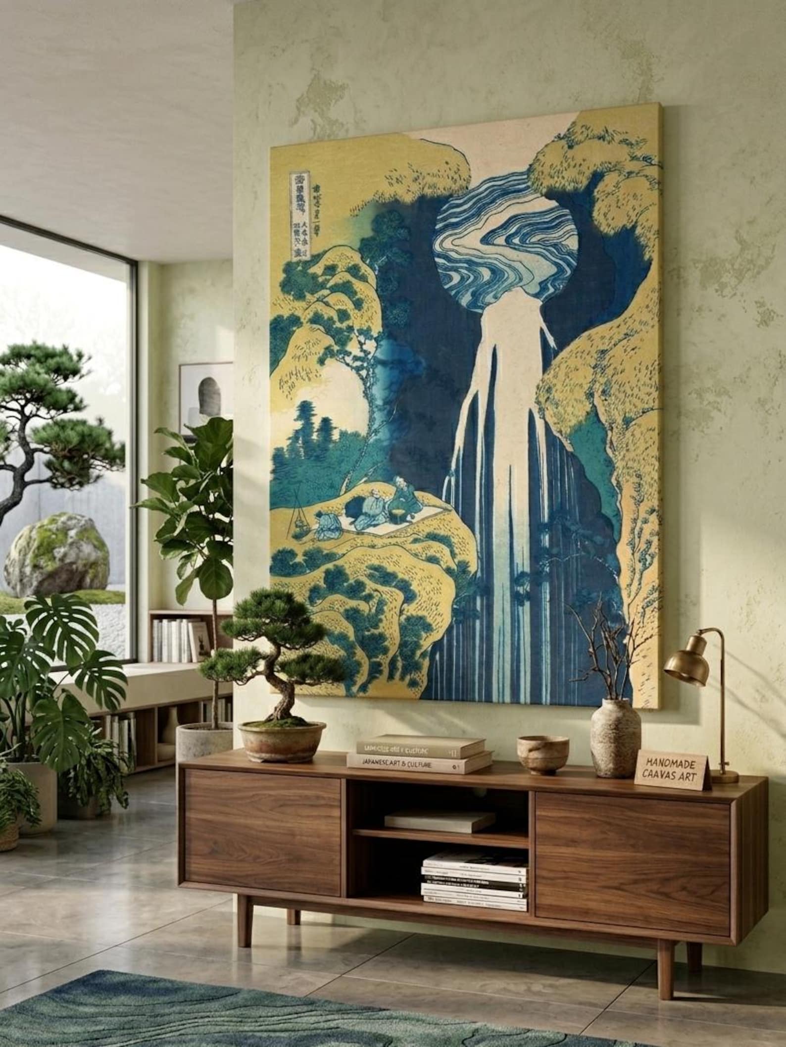 Arte em tela Cachoeira Amida de Hokusai - Gravura japonesa em madeira ...