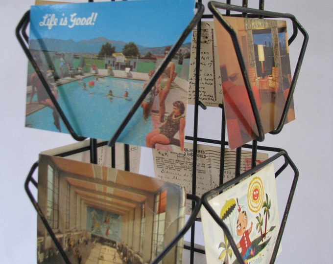 Reserved-vintage Spinning Postcard Rack Industrial Card Display Heavy ...