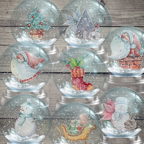 DIGITAL Christmas Snow Globes Digital Collage Sheet - Etsy