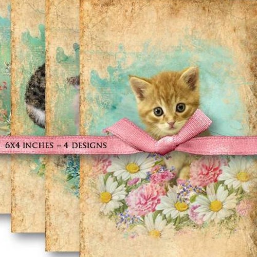 DIGITAL Vintage Cats Digital Collage Sheet Digital Paper - Etsy