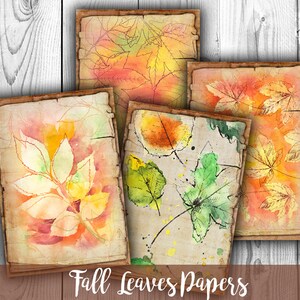 DIGITAL Fall Leaves Digital Collage Sheet Download - Digital Papers ...