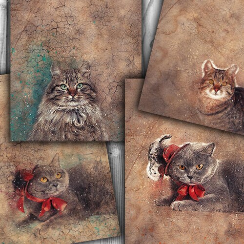 DIGITAL Vintage Cats Digital Collage Sheet Digital Paper - Etsy