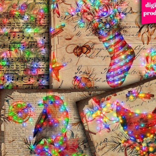 DIGITAL Christmas Lights Digital Paper Download - Etsy