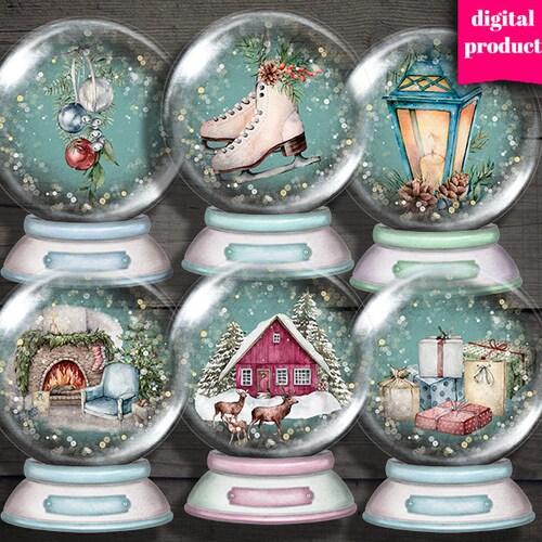 DIGITAL Christmas Snow Globes Digital Christmas Graphics - Etsy