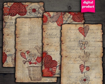 DIGITAL Vintage Valentines Junk Journal Ephemera Printable | Etsy