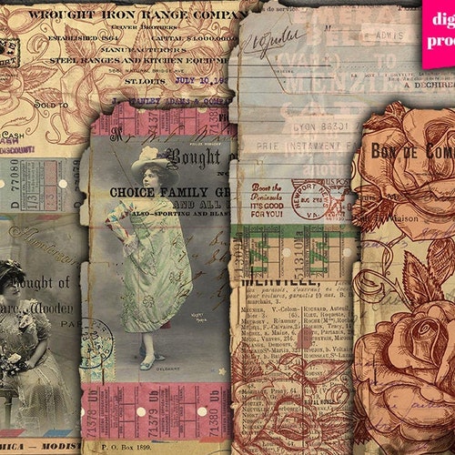 DIGITAL Vintage Ephemera Printable Grunge Ephemera Grunge - Etsy
