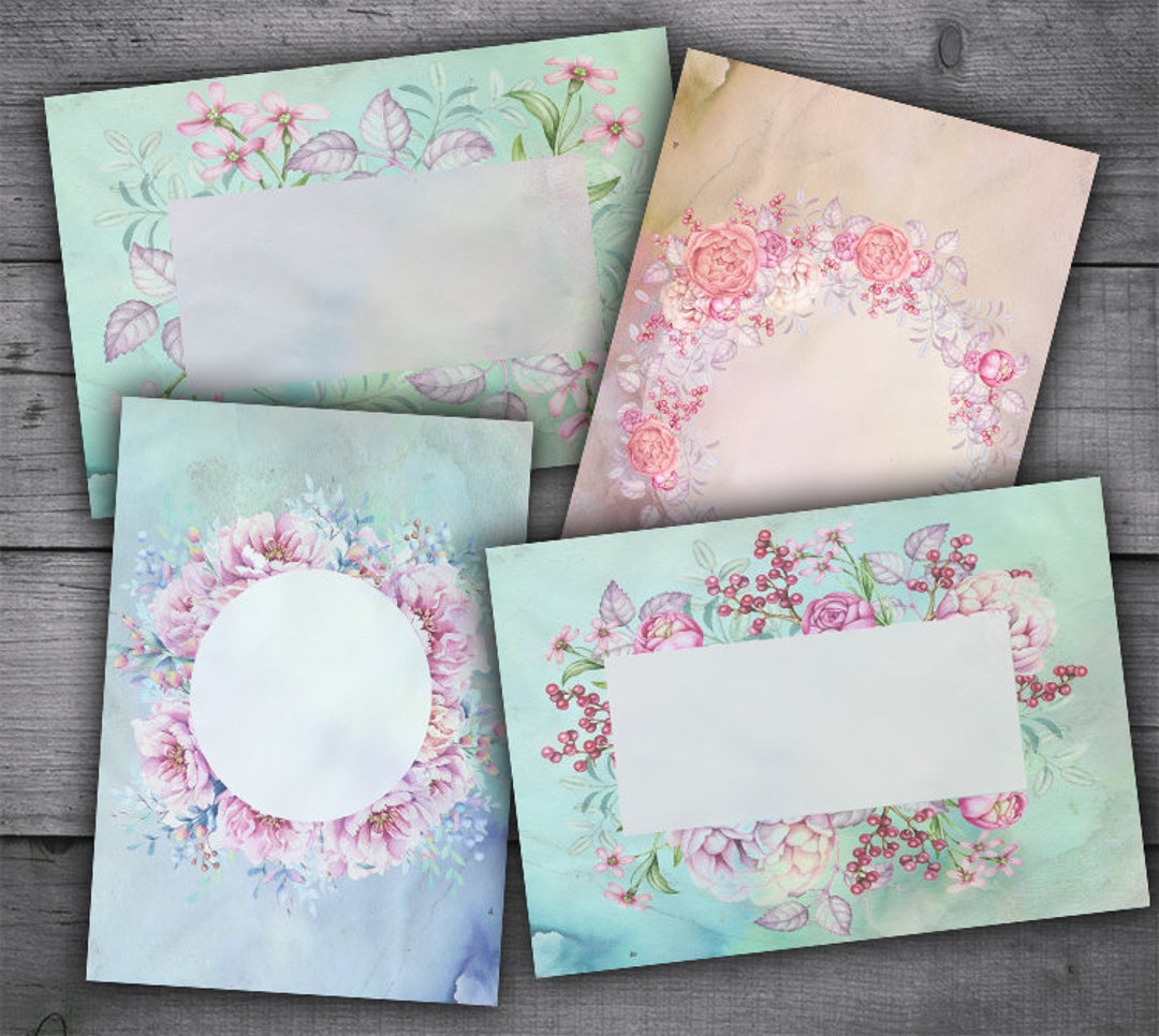 DIGITAL Watercolor Floral Frame Backgrounds - Digital Paper - Instant ...