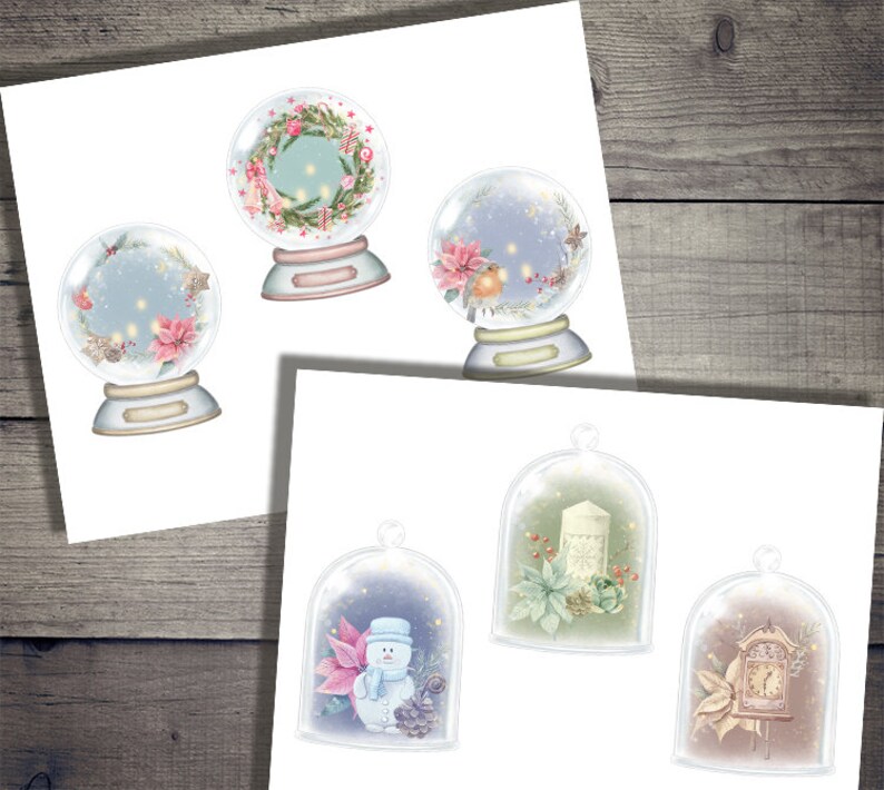 DIGITAL Christmas Snow Globes Digital Collage Sheet - Etsy