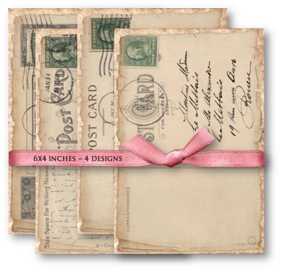 DIGITAL Handwritten Vintage Postcards Digital Collage Sheet Download ...