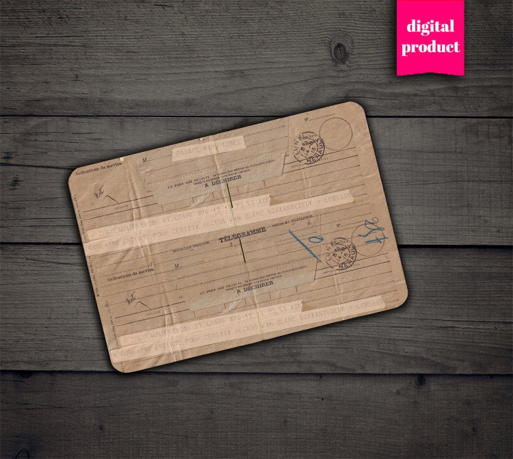 DIGITAL Grunge French Telegram Ephemera Printable Junk - Etsy