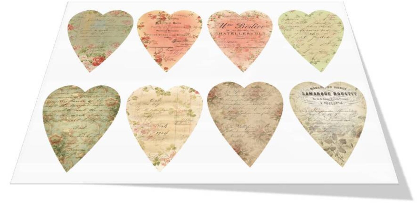 DIGITAL Floral Ephemera Hearts Digital Collage Sheet Download - Etsy