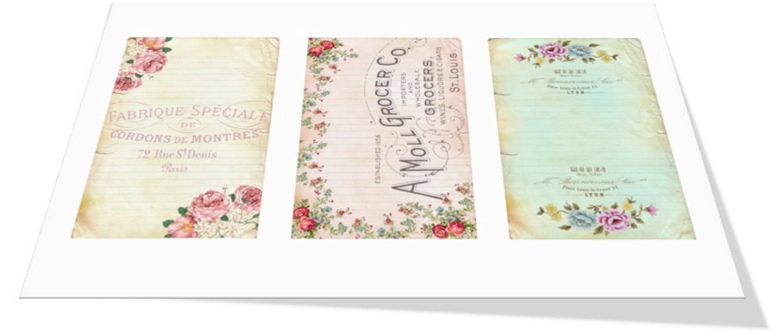 DIGITAL Floral Ephemera Cards Digital Collage Sheet Download - Etsy