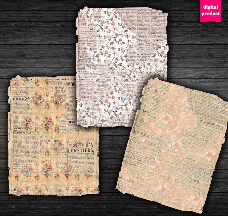 DIGITAL Floral Ephemera for Junk Journals Printable Vintage - Etsy