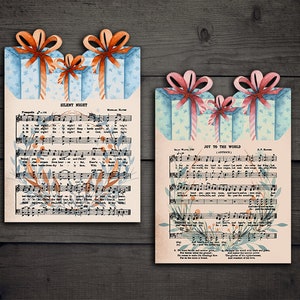 Printable Christmas Music Sheet Cards: Vintage Collage (digital ...