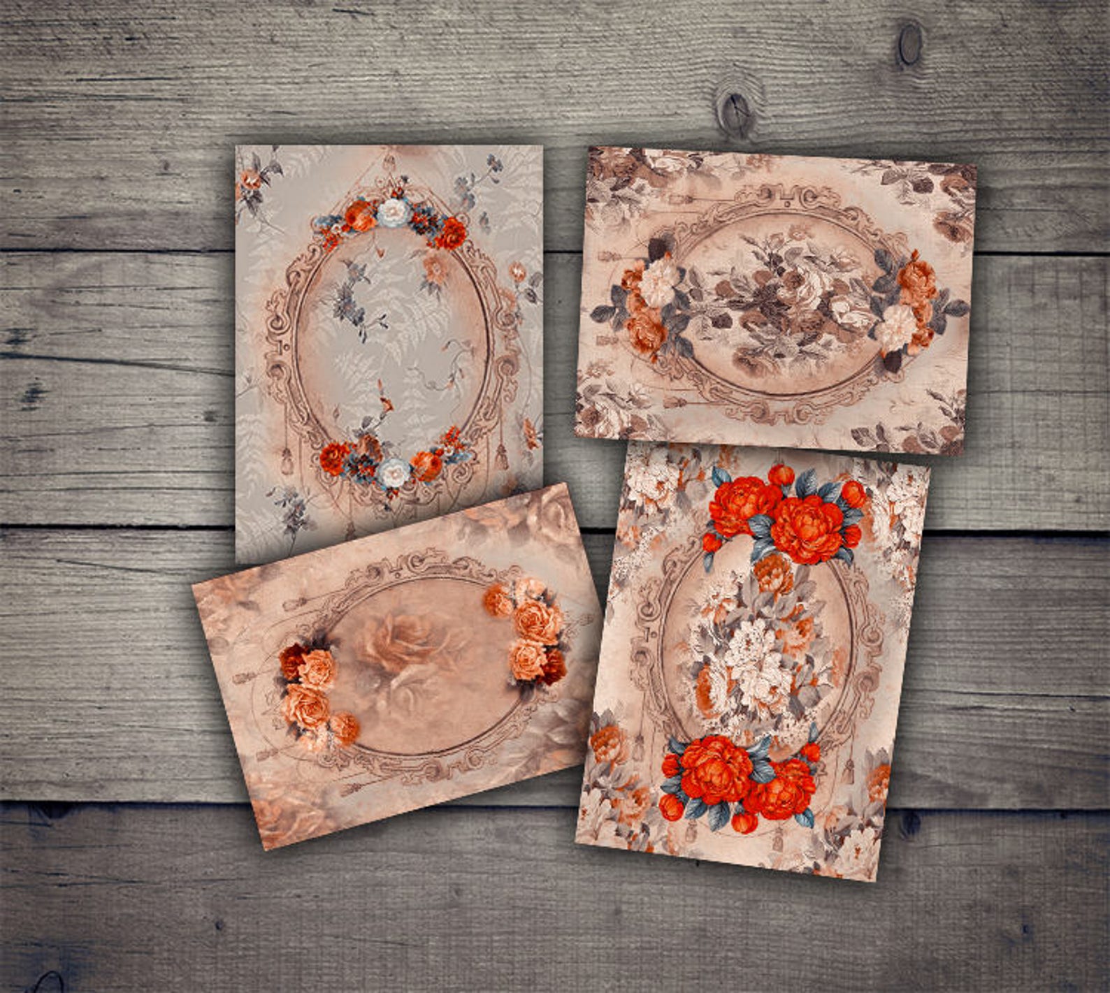 DIGITAL Vintage Rose Cards - Digital Collage Sheet Download - Etsy