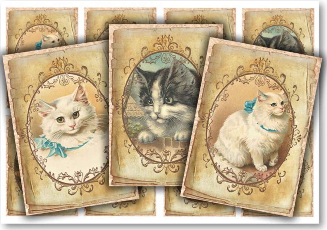 DIGITAL Vintage Cats Digital Collage Sheet Download - 913 - Digital ...