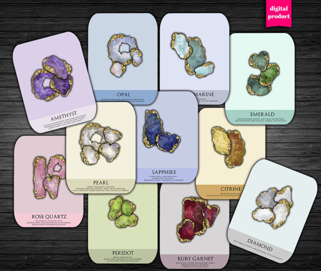 Crystal Oracle Cards: Printable Tarot Divination (digital Download ...