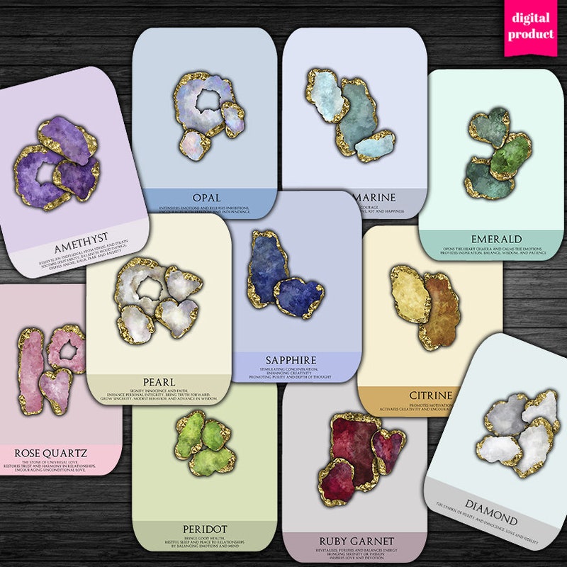 Printable Crystal Cards - Etsy
